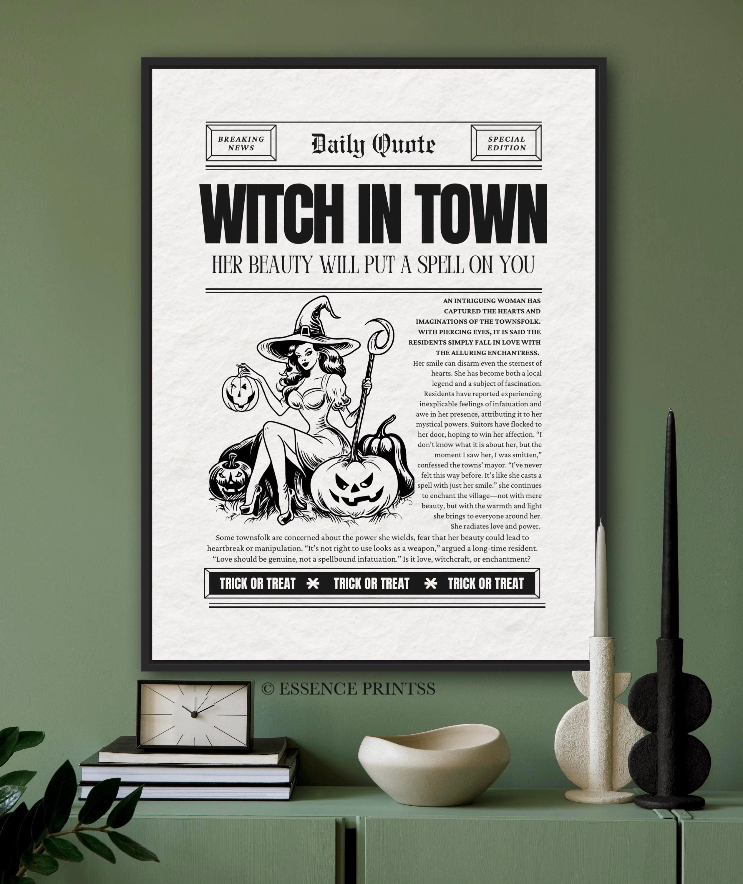 Vintage Halloween Newspaper Poster Art, Halloween Newspaper Wall Art ...