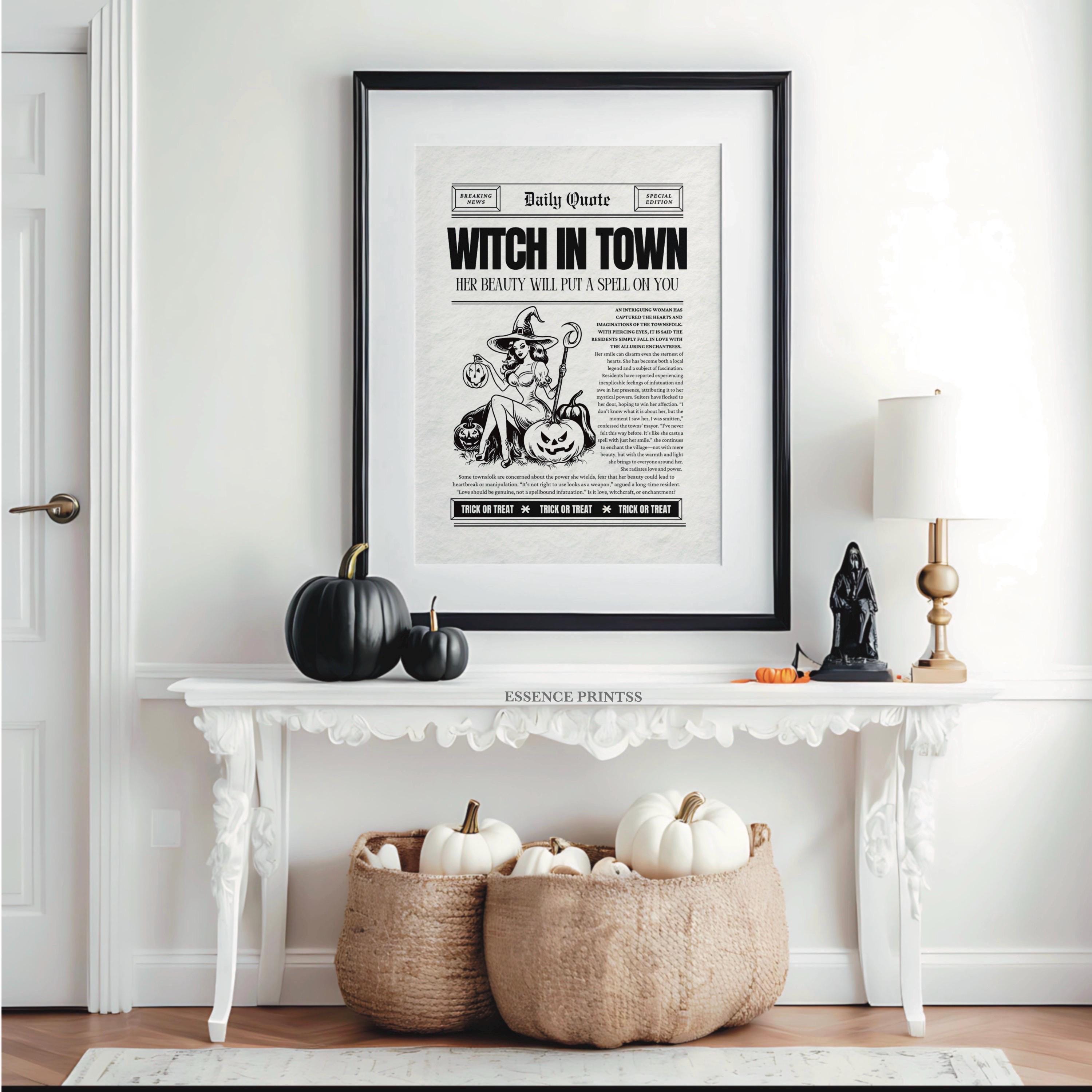 Vintage Halloween Newspaper Poster Art, Halloween Newspaper Wall Art ...