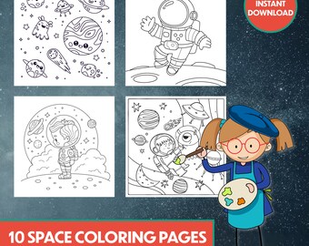 Space Coloring Pages Bundle for Kids - Etsy