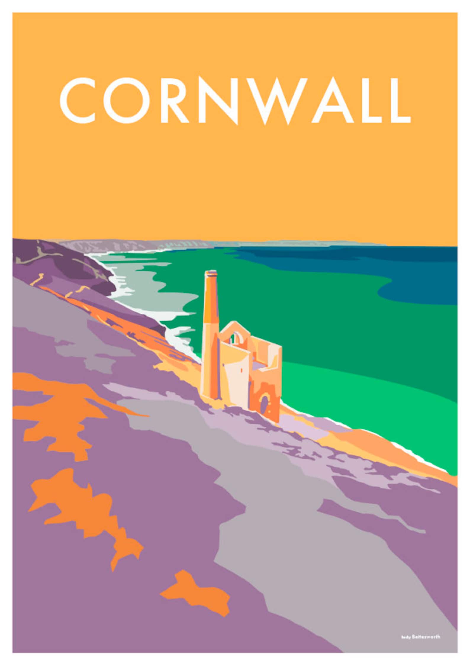 Cornwall Tin Mines A4 Print by Becky Bettesworth, Seaside, Beach ...