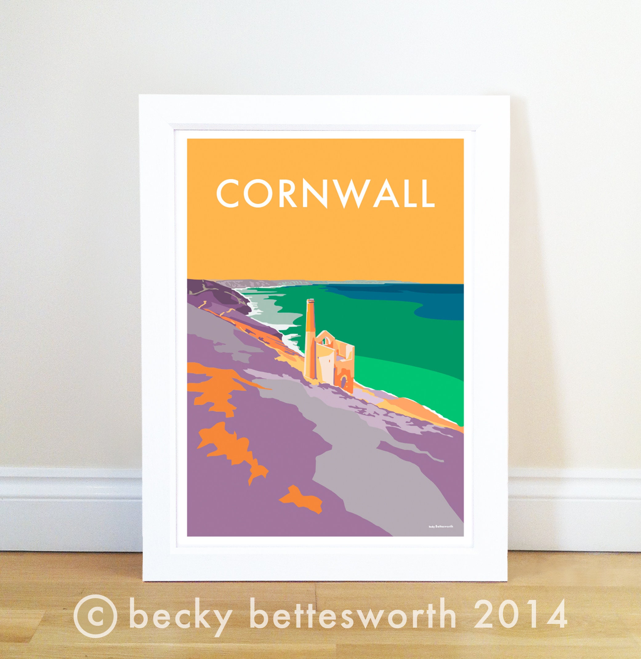 Cornwall Tin Mines A4 Print by Becky Bettesworth, Seaside, Beach ...