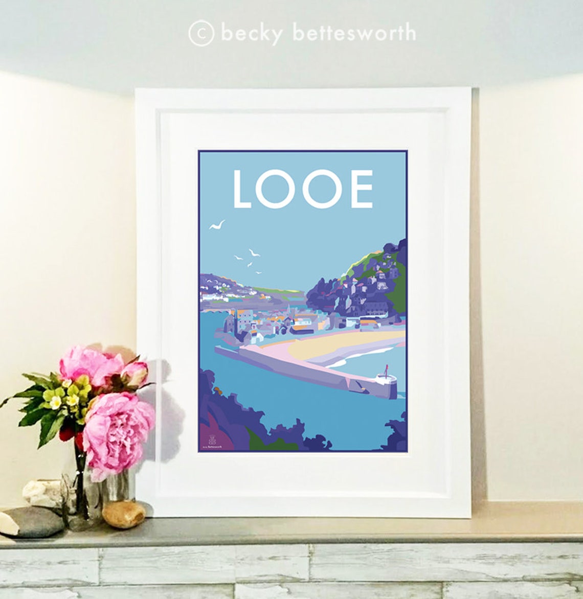 Looe Cornwall by Becky Bettesworth, Seaside, Beach, Vintage Coastal ...