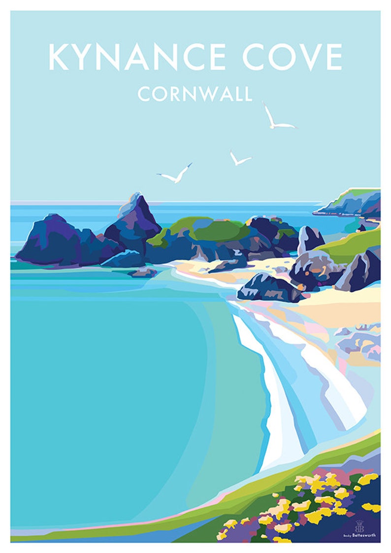 Kynance Cove Cornwall - A4 Print by Becky Bettesworth, Seaside, Beach ...