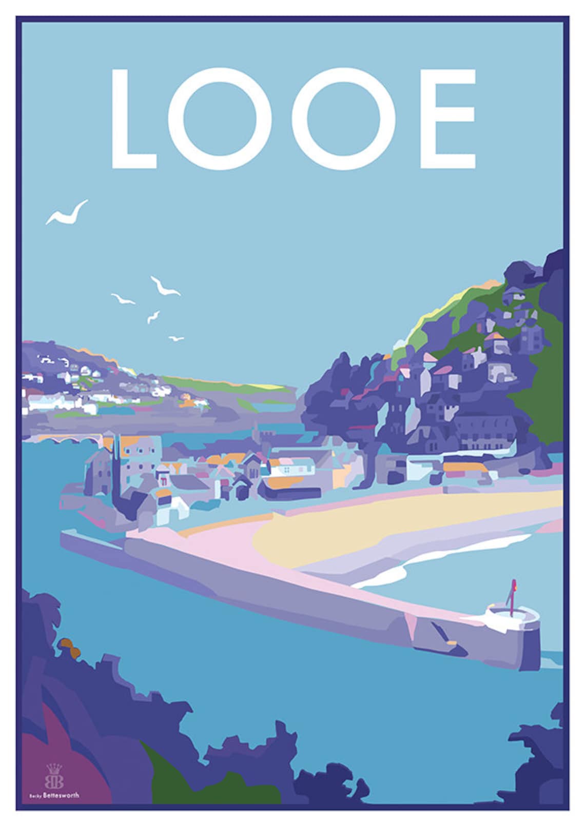 Looe Cornwall by Becky Bettesworth, Seaside, Beach, Vintage Coastal ...