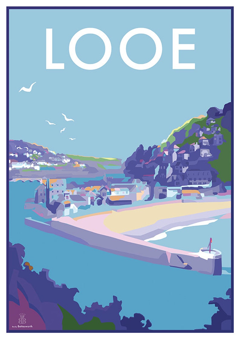 Looe Cornwall by Becky Bettesworth, Seaside, Beach, Vintage Coastal ...