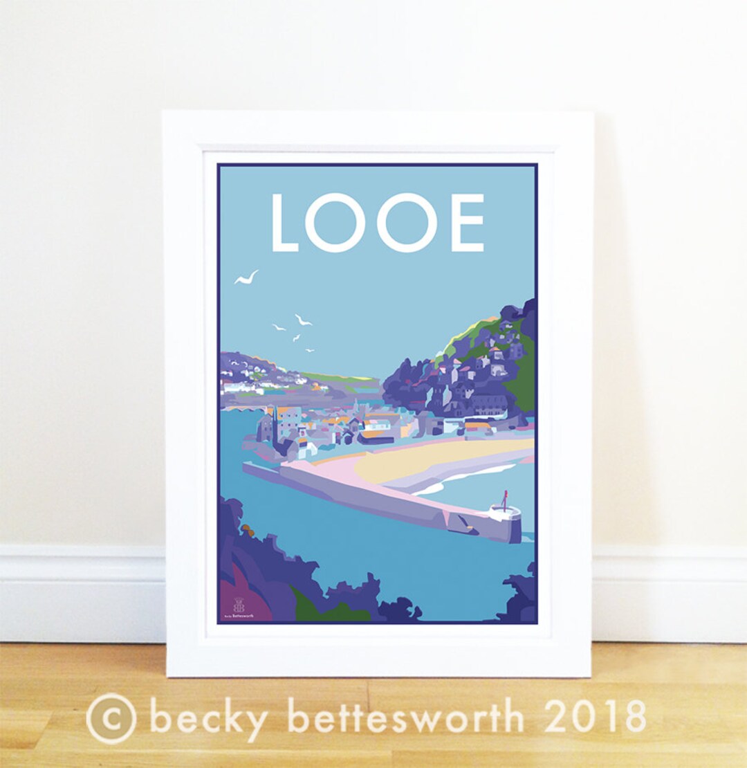 Looe Cornwall A4 Print by Becky Bettesworth, Seaside, Beach, Coastal ...