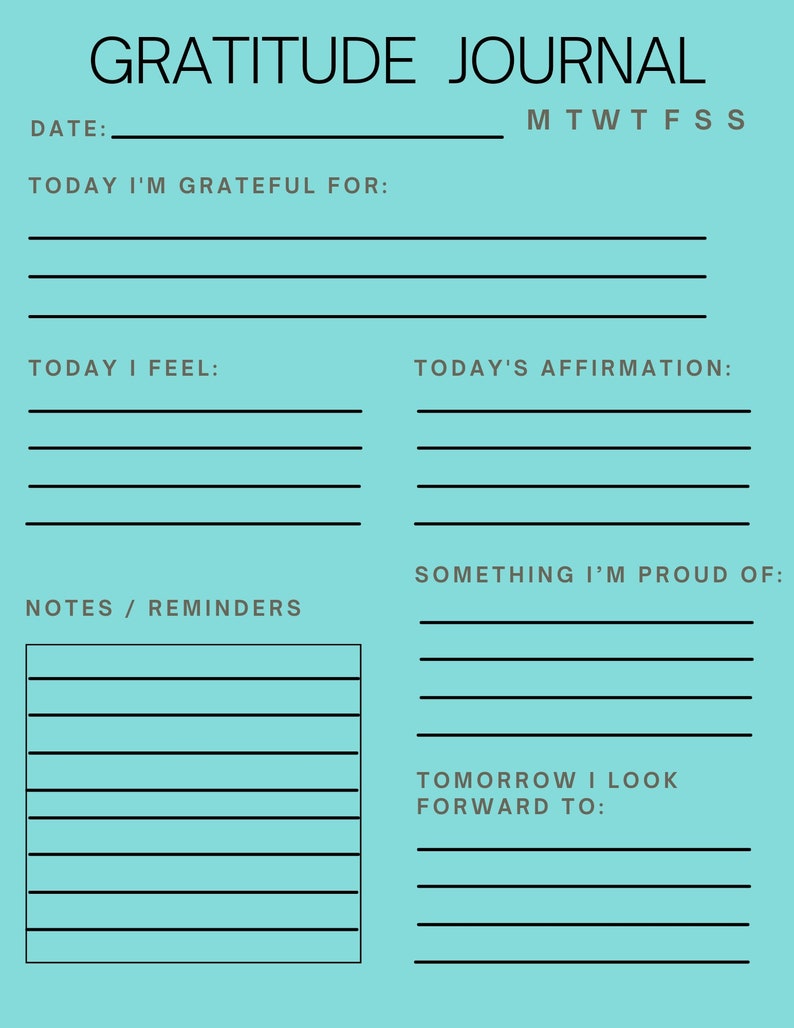Daily Gratitude Printable Page - Etsy