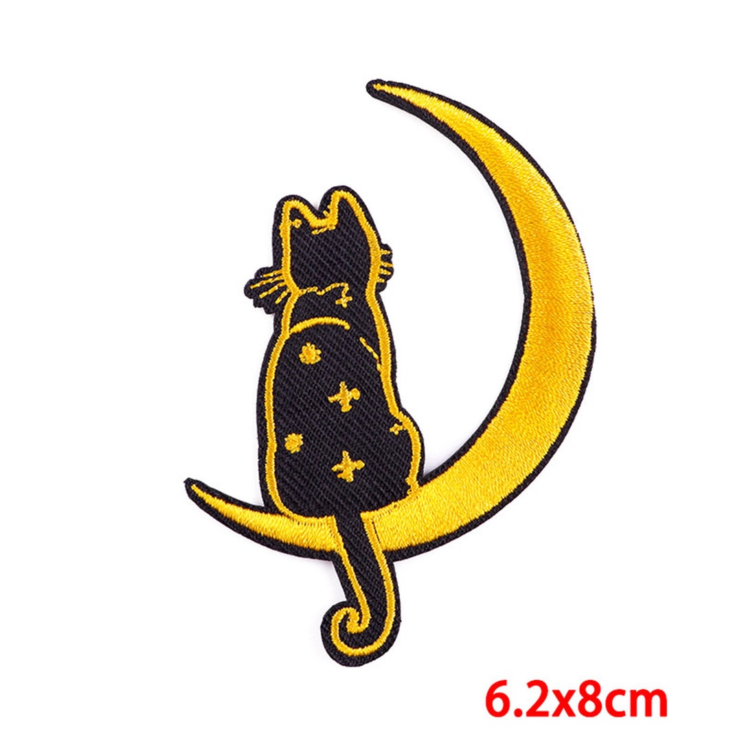 Moon Cat Iron on Patch 2 Pcs Polyester Iron on Patches with - Etsy
