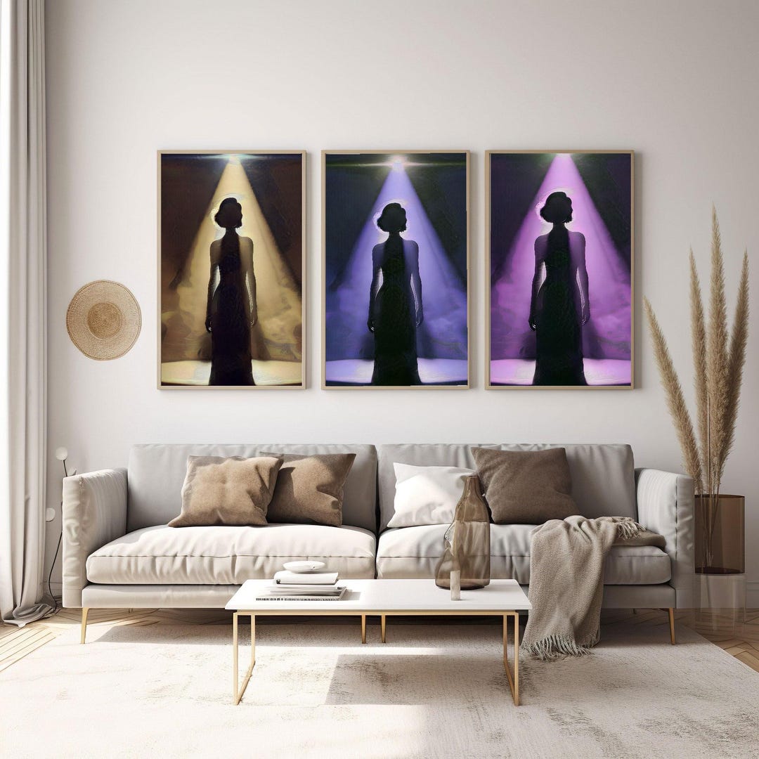 Mystic Silhouette Wall Art - Dark Female Figure With Spotlight & Mist ...