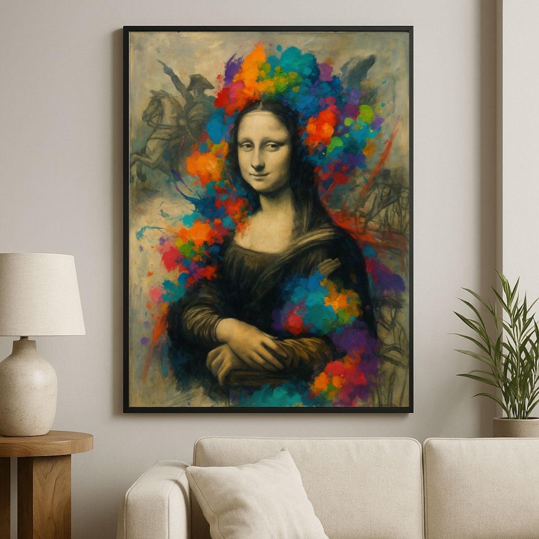 Colorful Abstract Mona Lisa Collage Art Print – Renaissance Pop Wall ...