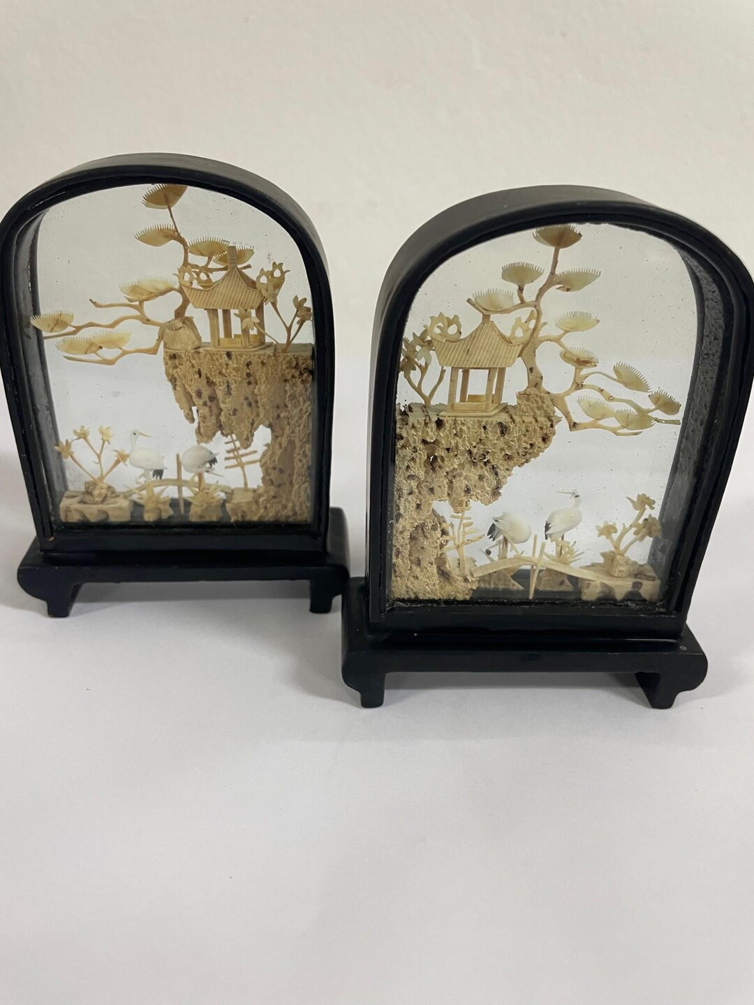Vintage Japanese Cork Art Dioramas With Cranes PAIR - Etsy