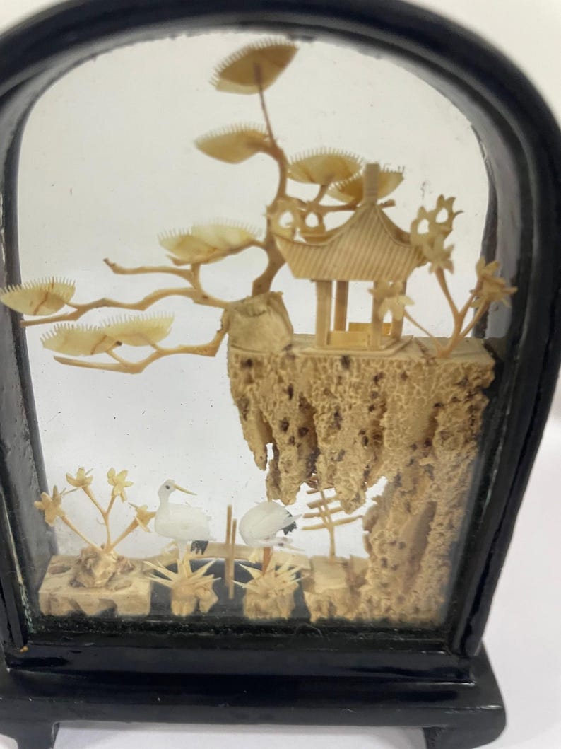 Vintage Japanese Cork Art Dioramas With Cranes PAIR - Etsy