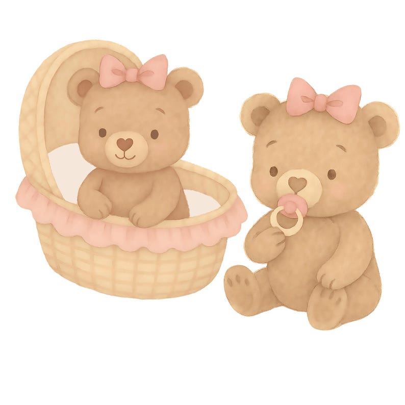 Watercolor Teddy Bear Pink Girl Clipart, Cute Teddy Bear Baby Girl Baby ...