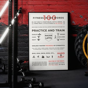 Fitness in 100 Words Crossfit Poster | Digital Download | Crossfit ...