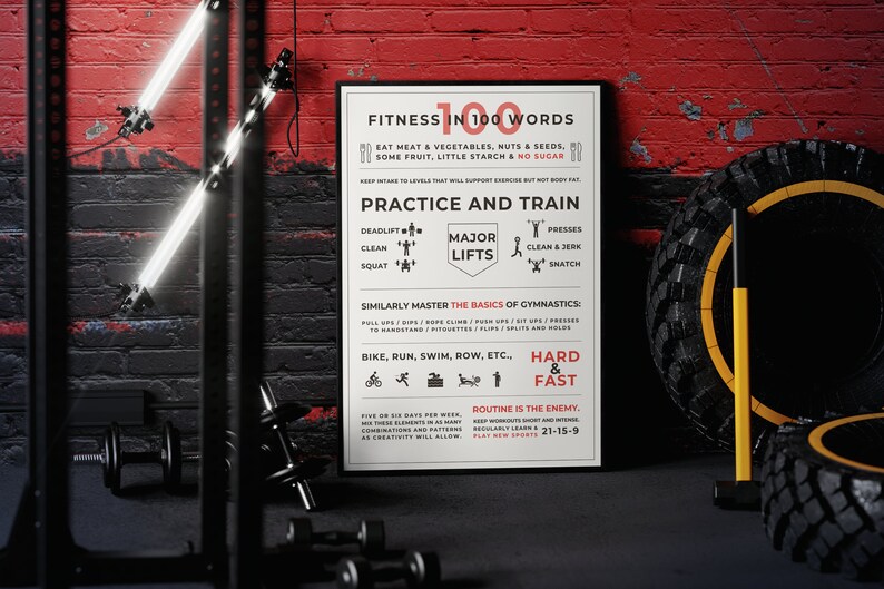 Fitness in 100 Words Crossfit Poster | Digital Download | Crossfit ...