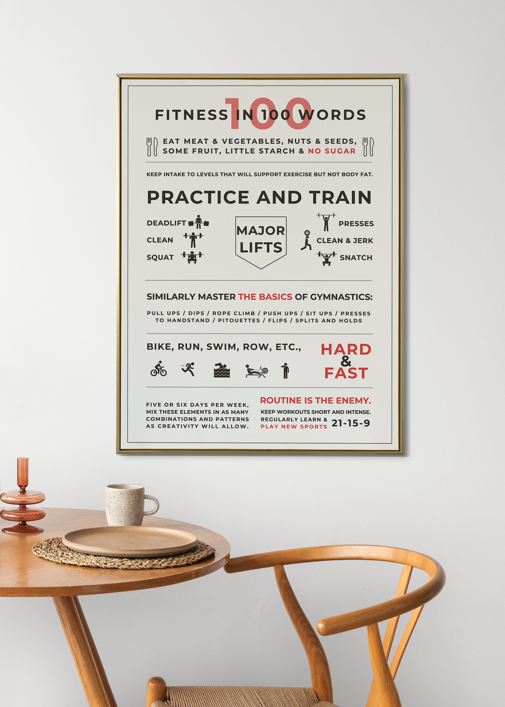 Fitness in 100 Words Crossfit Poster | Digital Download | Crossfit ...