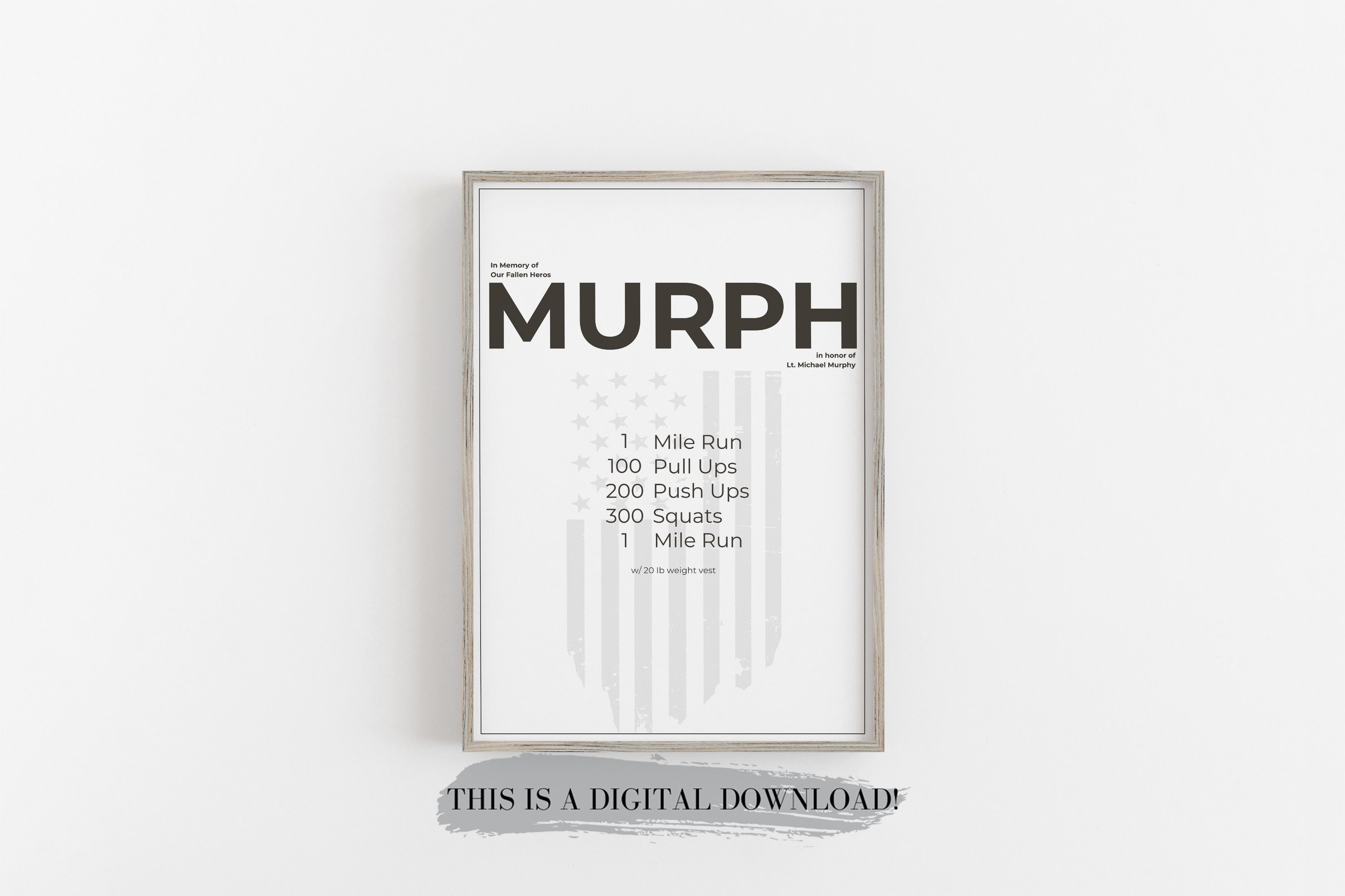 Crossfit Murph Hero Workout Poster | Digital Download | Crossfit Murph ...