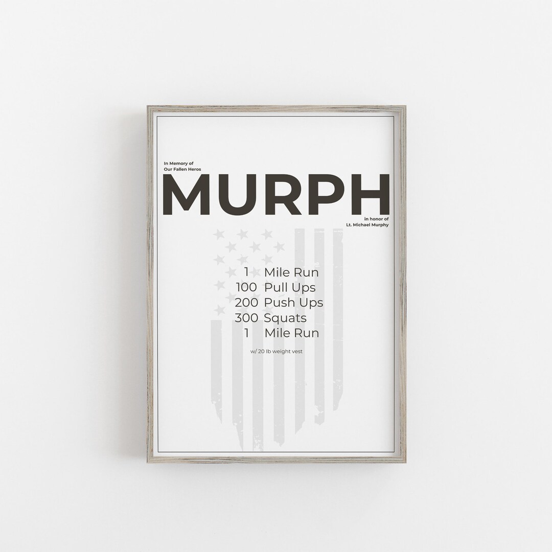 Crossfit Murph Hero Workout Poster | Crossfit Murph Poster | Crossfit Workout Poster | Home Gym ...