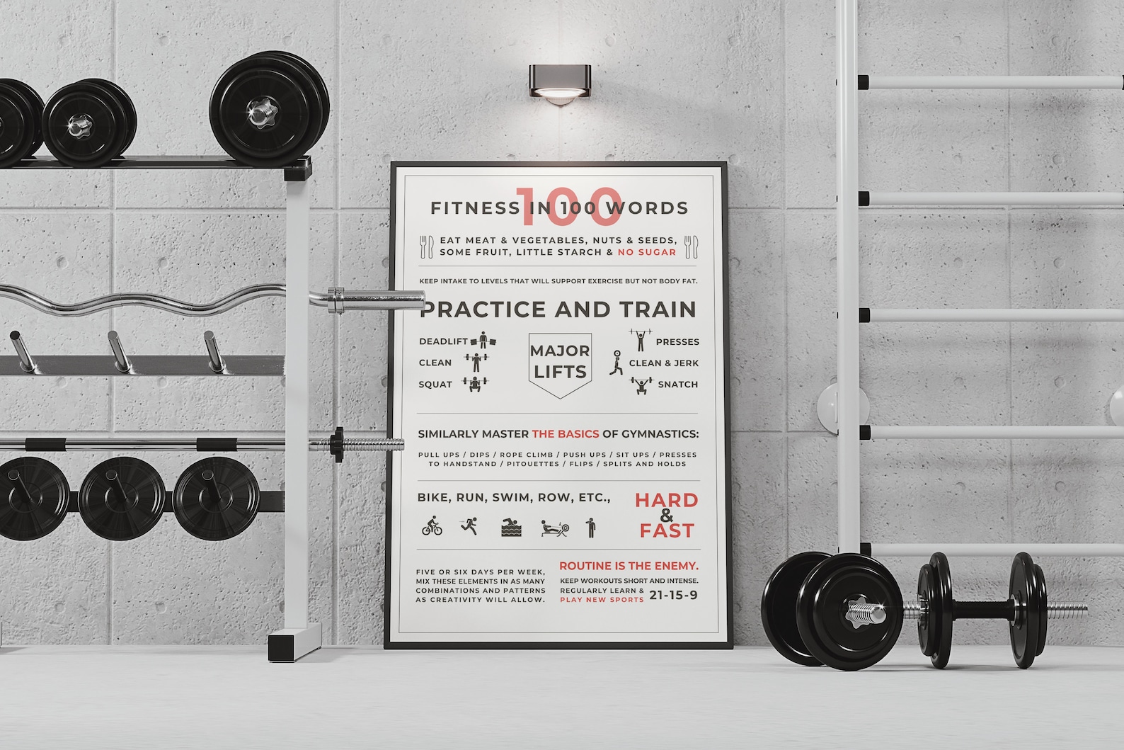 Fitness in 100 Words Crossfit Poster | Digital Download | Crossfit ...