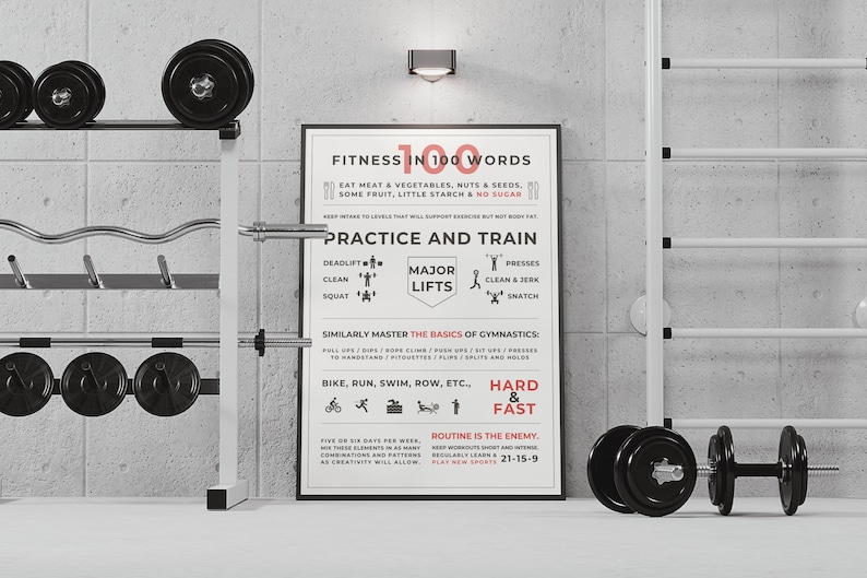 Fitness in 100 Words Crossfit Poster | Digital Download | Crossfit ...