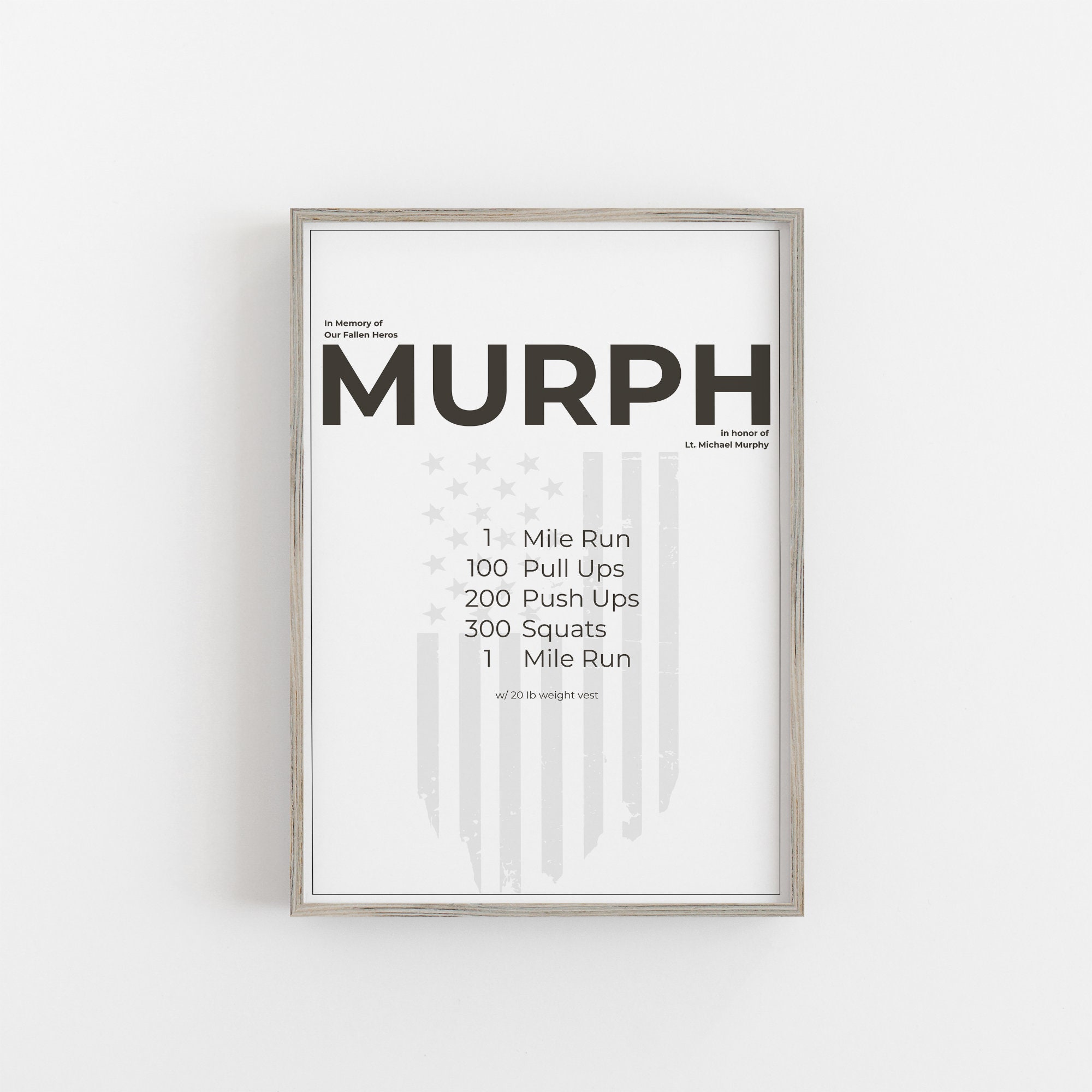 Crossfit Murph Hero Workout Poster | Digital Download | Crossfit Murph ...