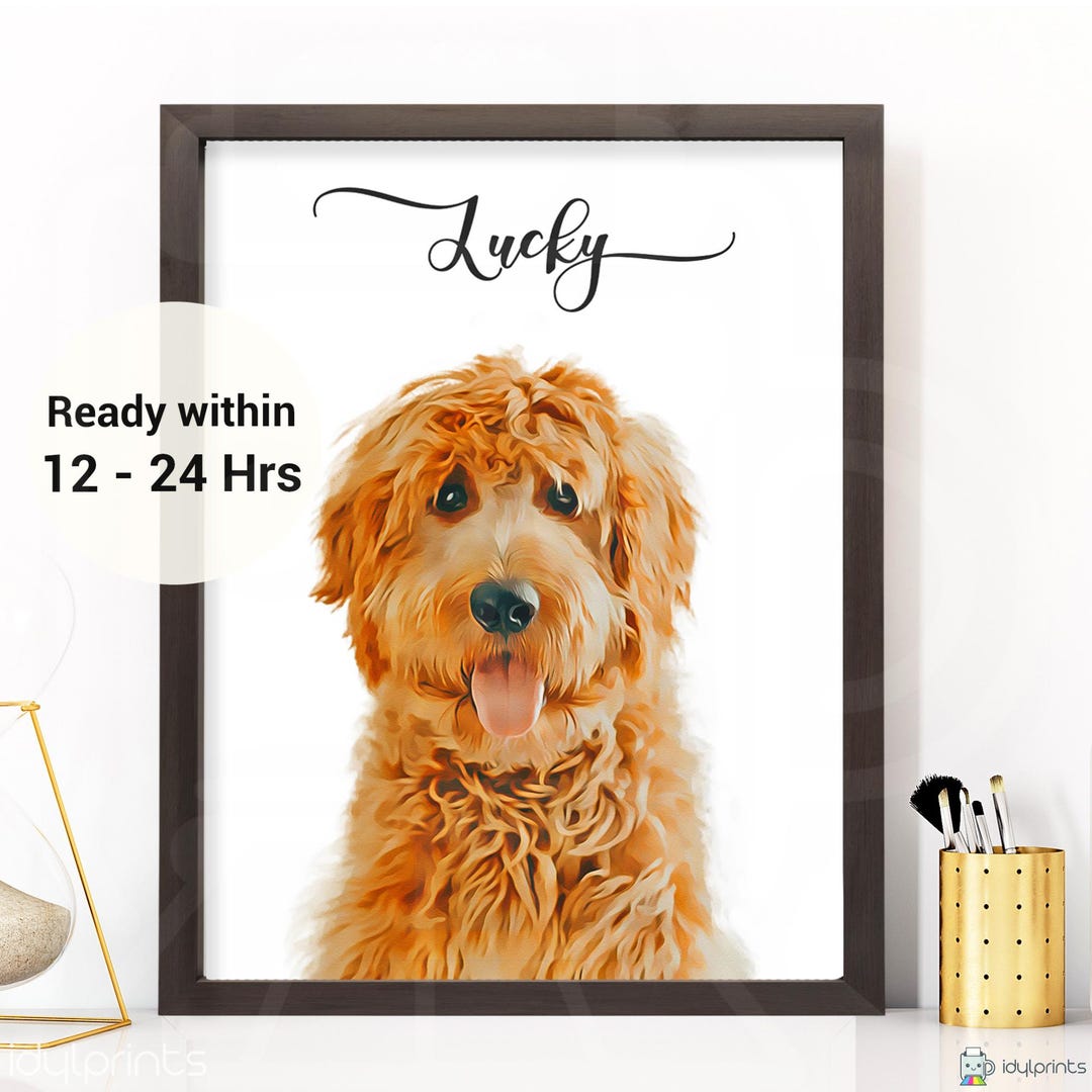Custom Pet Portraits Using Photo, Personalized Digital Dog Portrait Cat ...