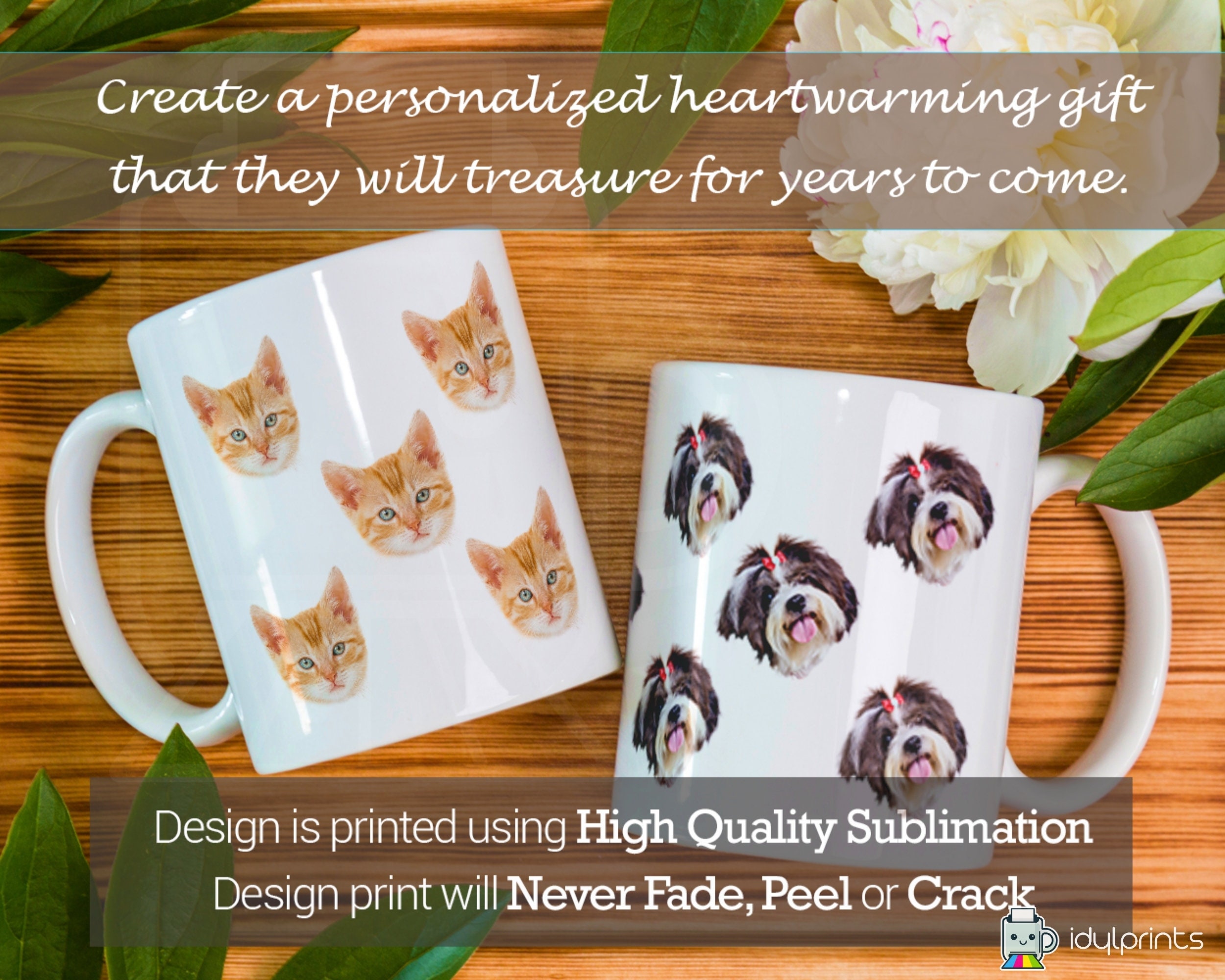 Custom Personalized Multiple Dog Face Mug Photo Pattern Mugs Many Faces ...