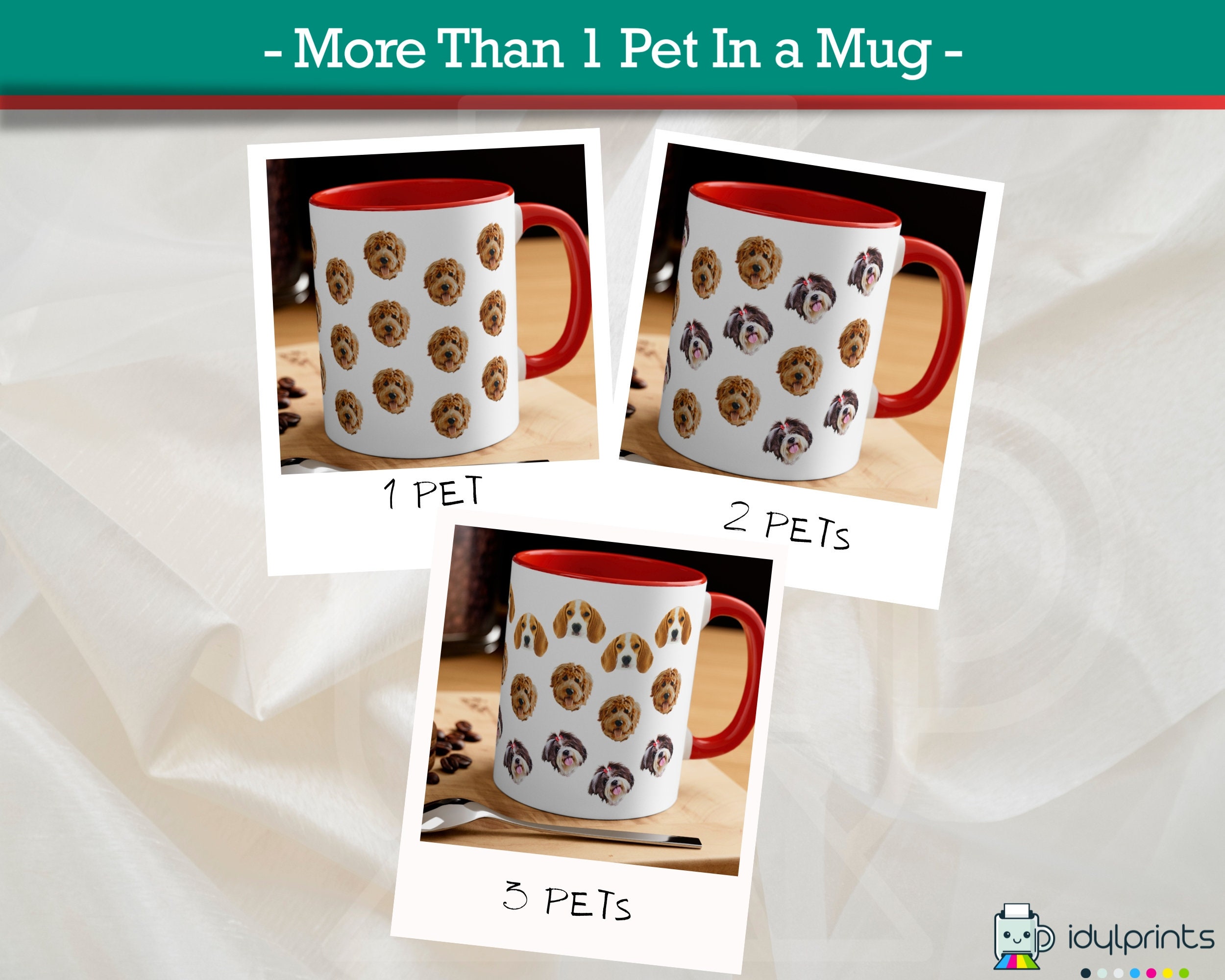Custom Dog Face Gift Mug Photo Pattern Mugs Many Personalized Multiple ...