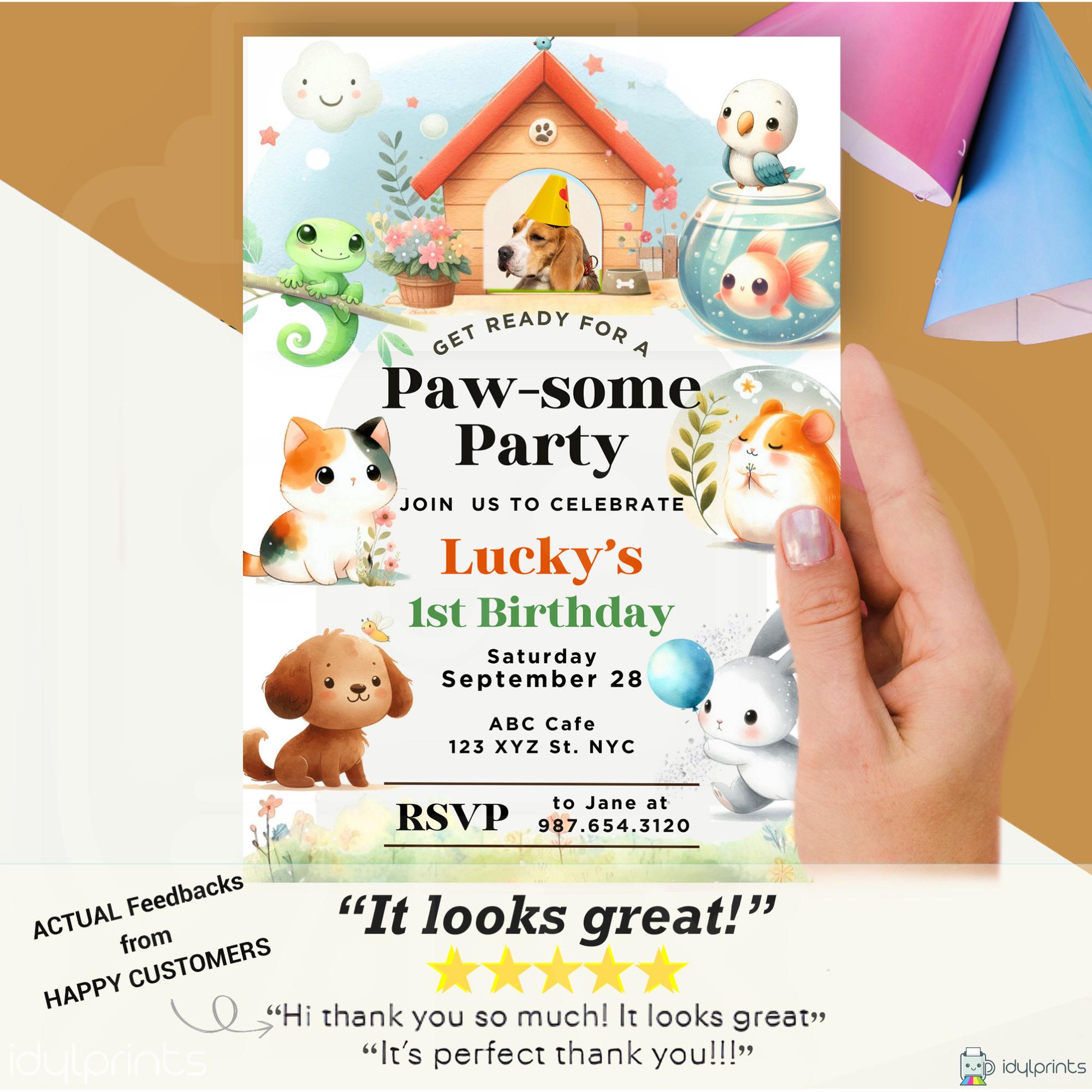 Editable Birthday Party Invitation Template, Pet Birthday Invitations ...