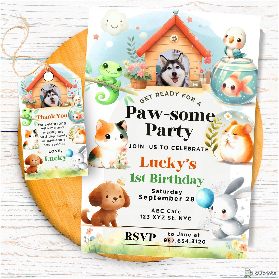 Editable Birthday Party Invitation Template, Pet Birthday Invitations ...