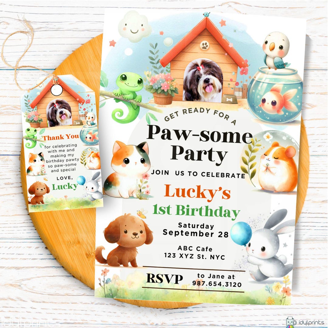 Editable Birthday Party Invitation Template, Pet Birthday Invitations ...