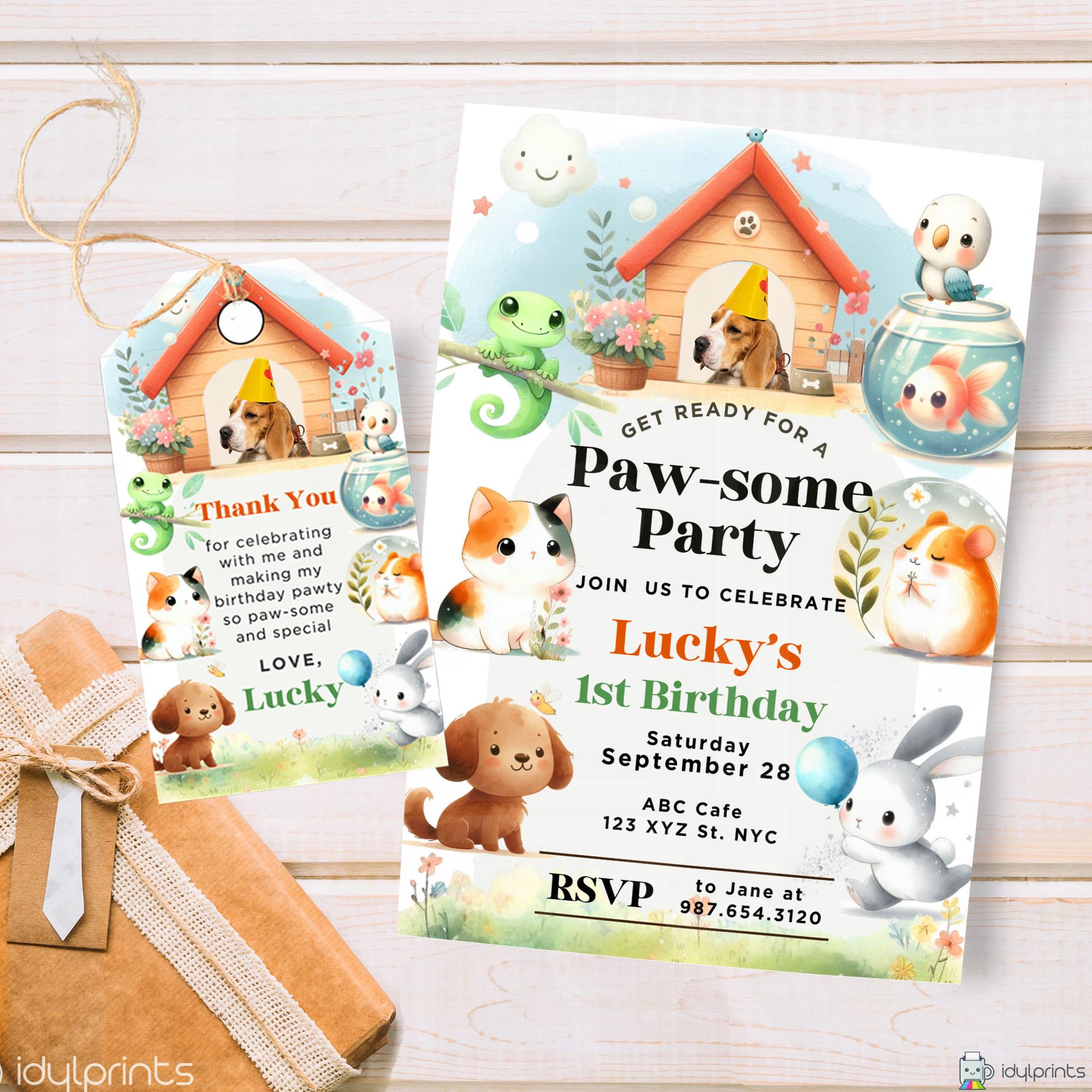 Editable Birthday Party Invitation Template, Pet Birthday Invitations ...