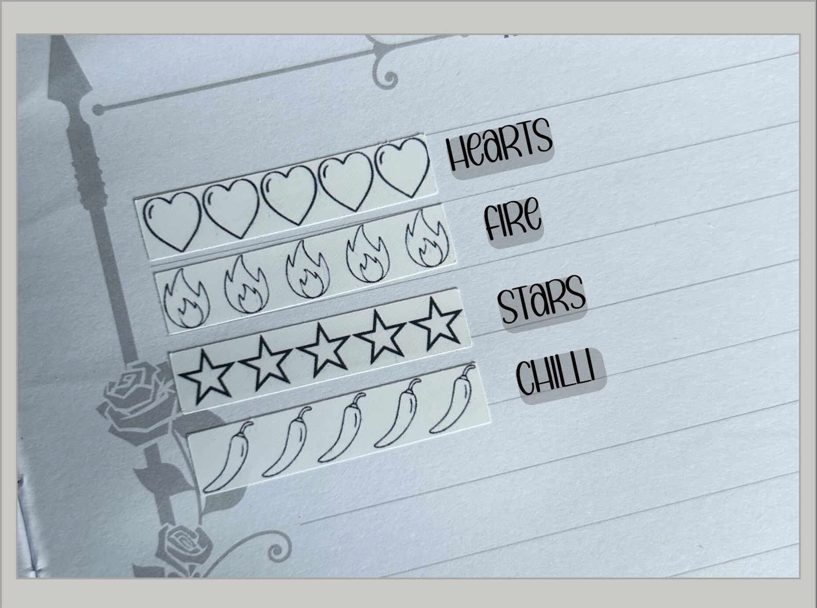 Rating Sticker Sheet, Stars Rating Spice Rating Tear Book Review ...