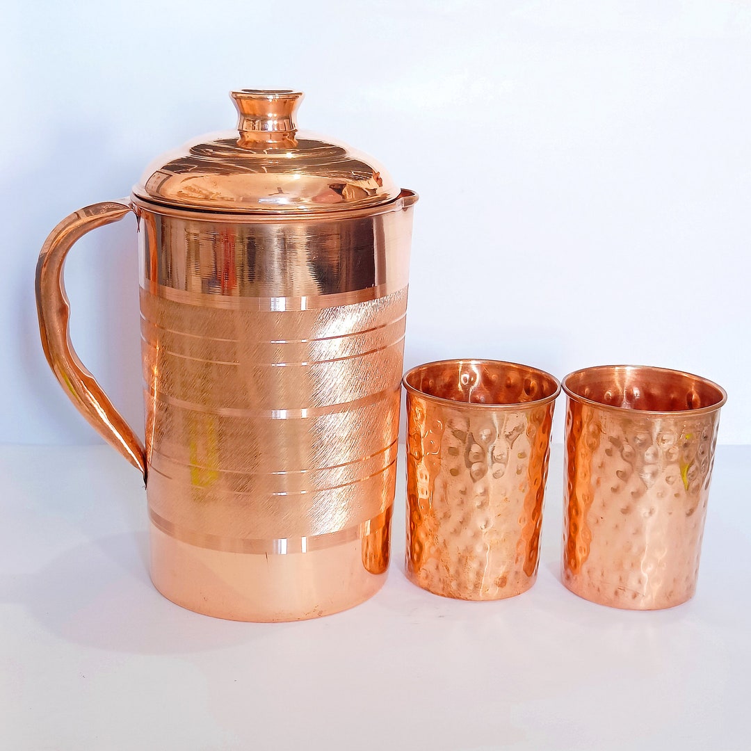 Pure Copper Water Jug, Luxury Copper Mug, Yoga Water Jug, Handmade ...