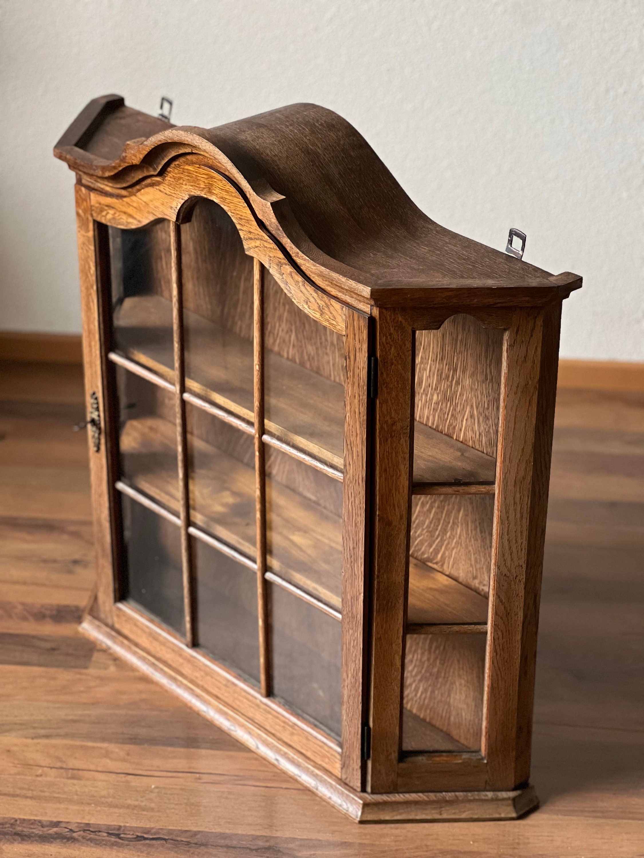 Antique Apothecary Chest With Glass Window, Old Wooden Display Case ...