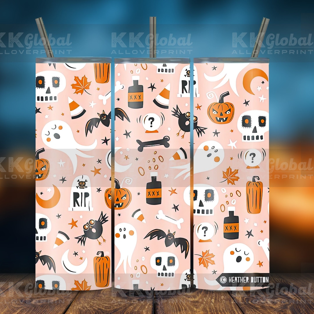 Halloween RIP Pattern PNG for 20oz Skinny Tumbler Wrap - Etsy