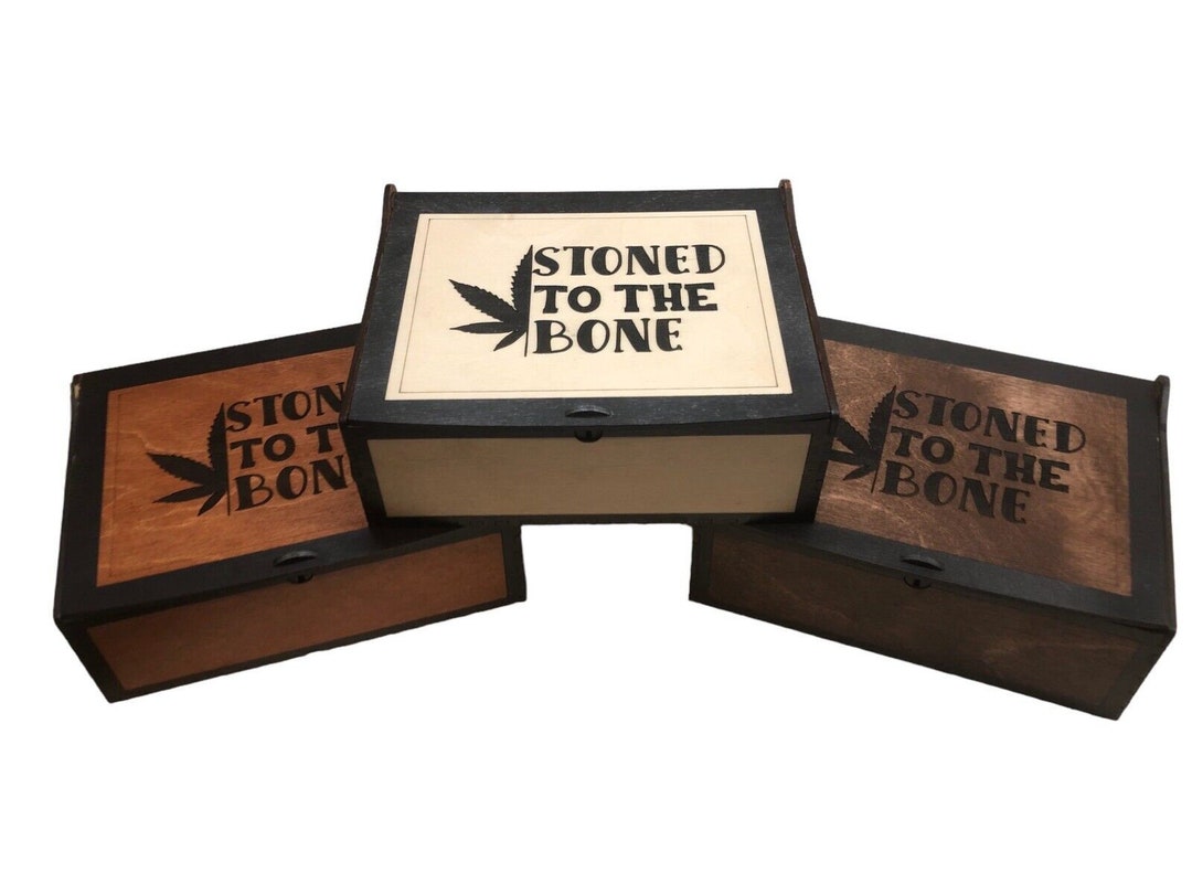 Stoned to the Bone, Smokers Box With Rolling Tray. Available in 3 Wood ...