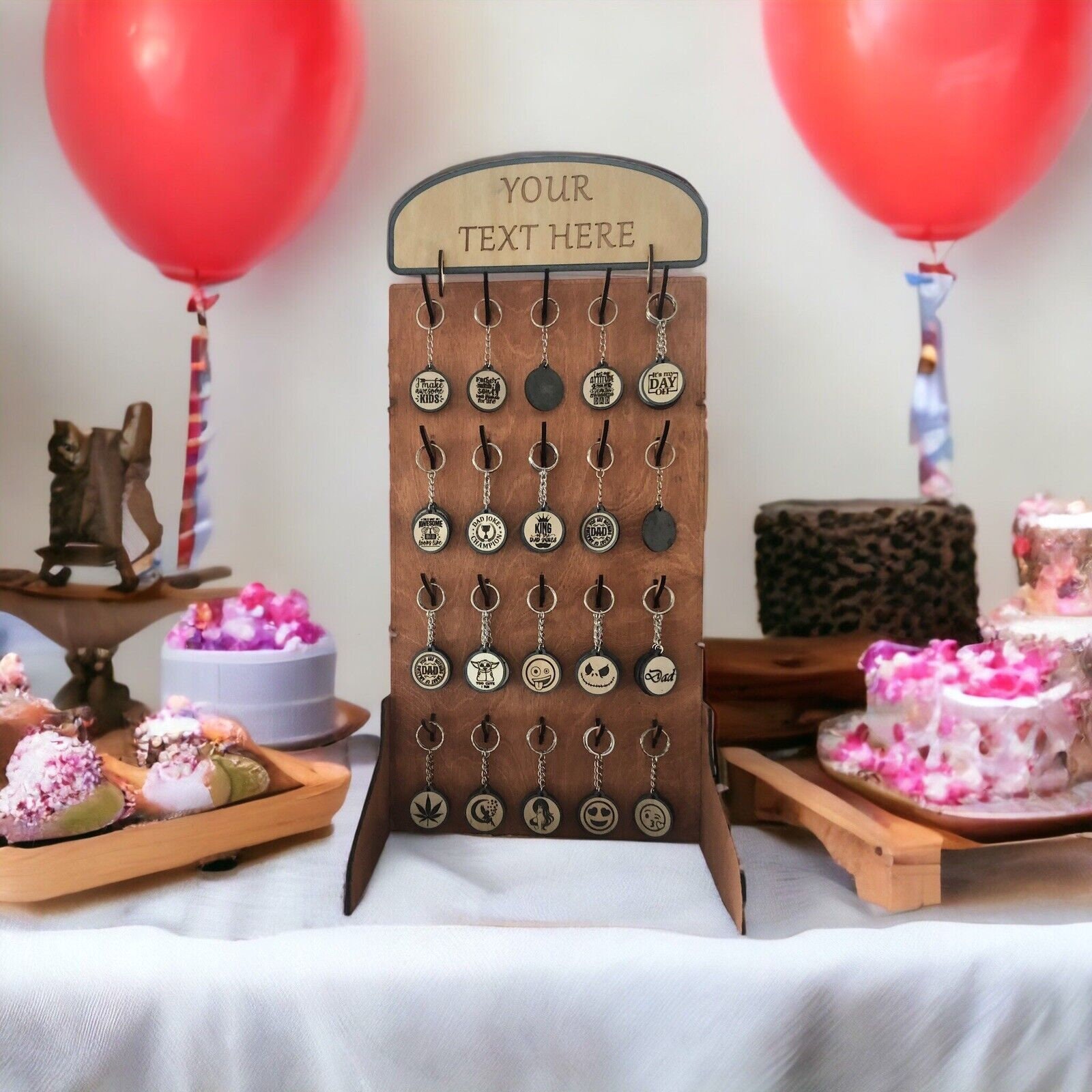 Keyring Display Stand. Medium Oak Finish. Large Personalised Point of ...