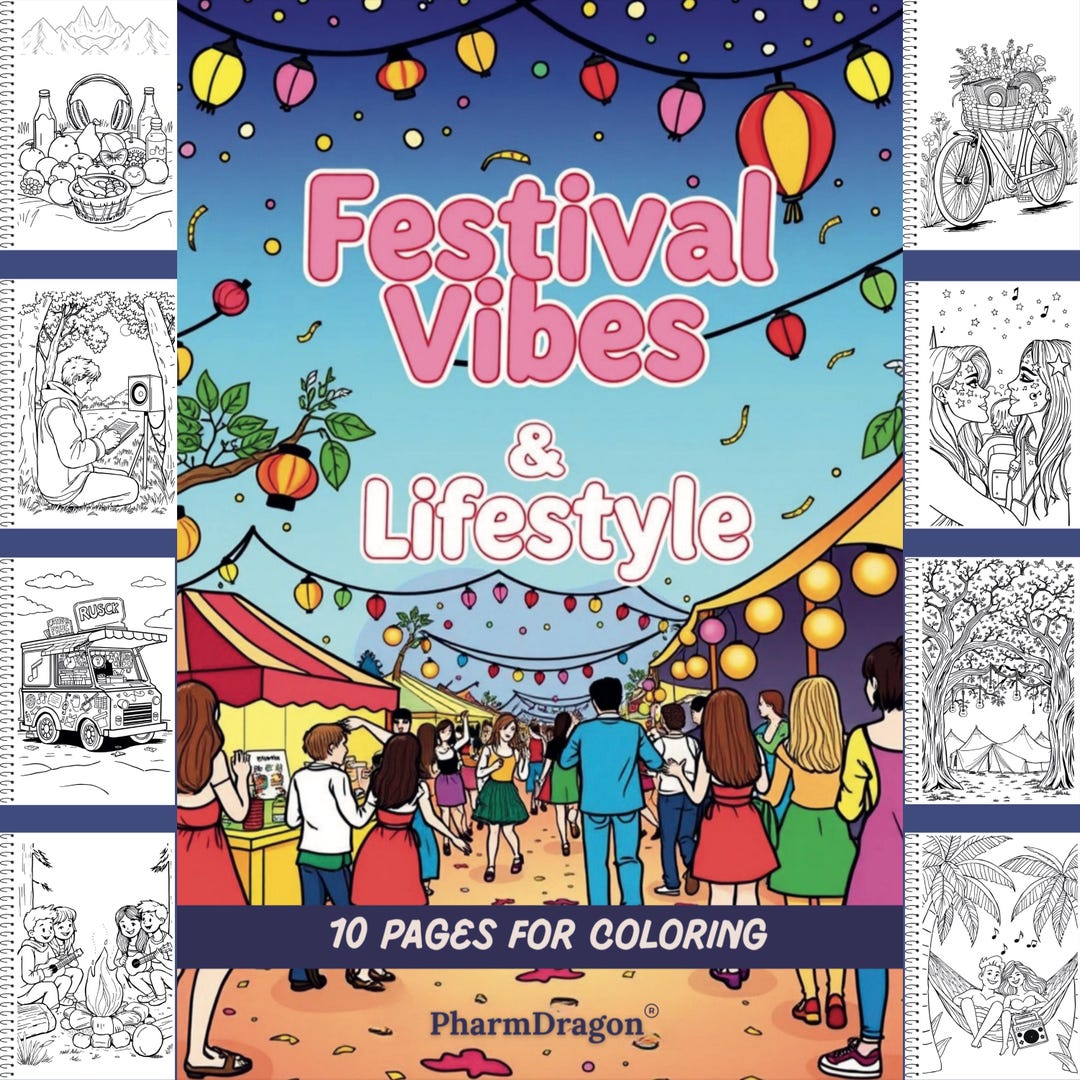 Festival Vibes Coloring Pages: Music & Lifestyle (PDF Download, 10 ...