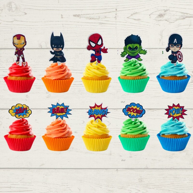 Super Hero Cupcake Toppers - Etsy