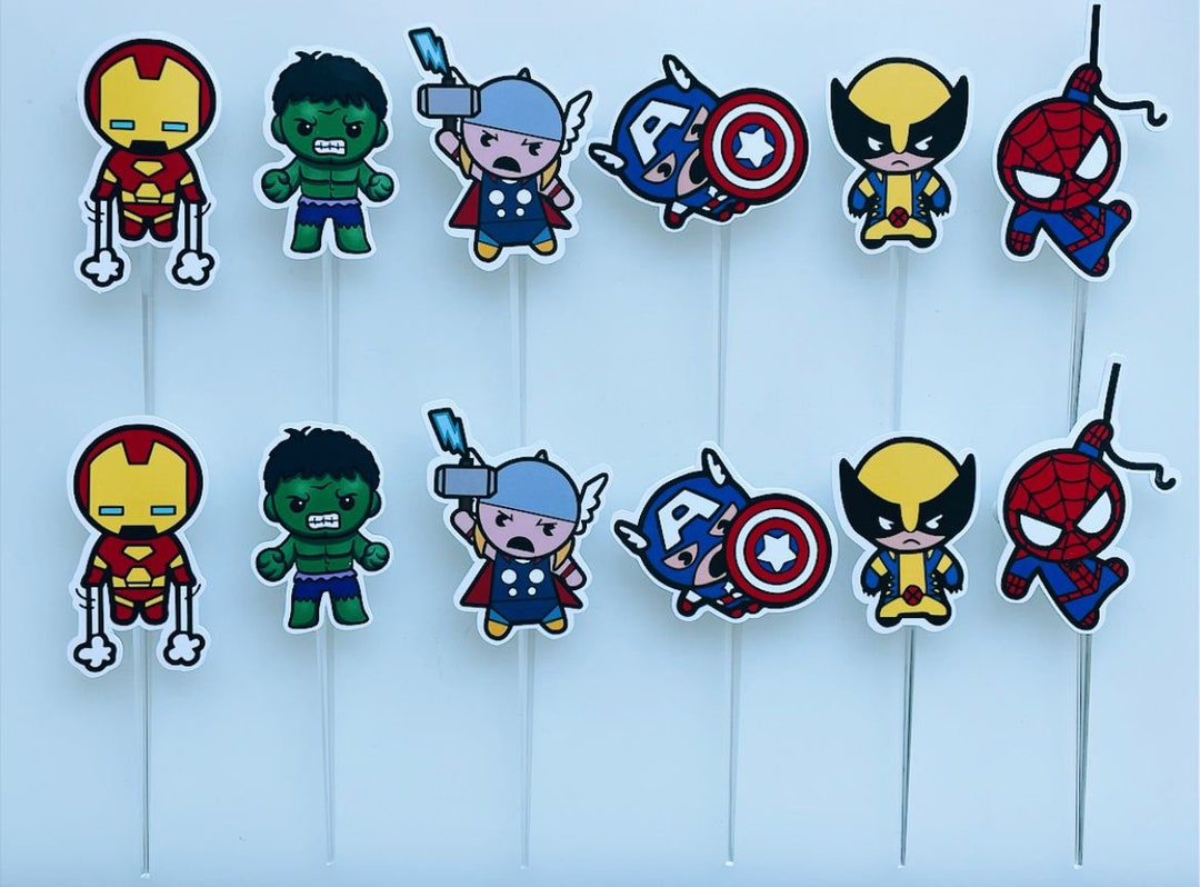 Superhero Cake Topper / 12 or 24 Units / Cupcake Topper. - Etsy