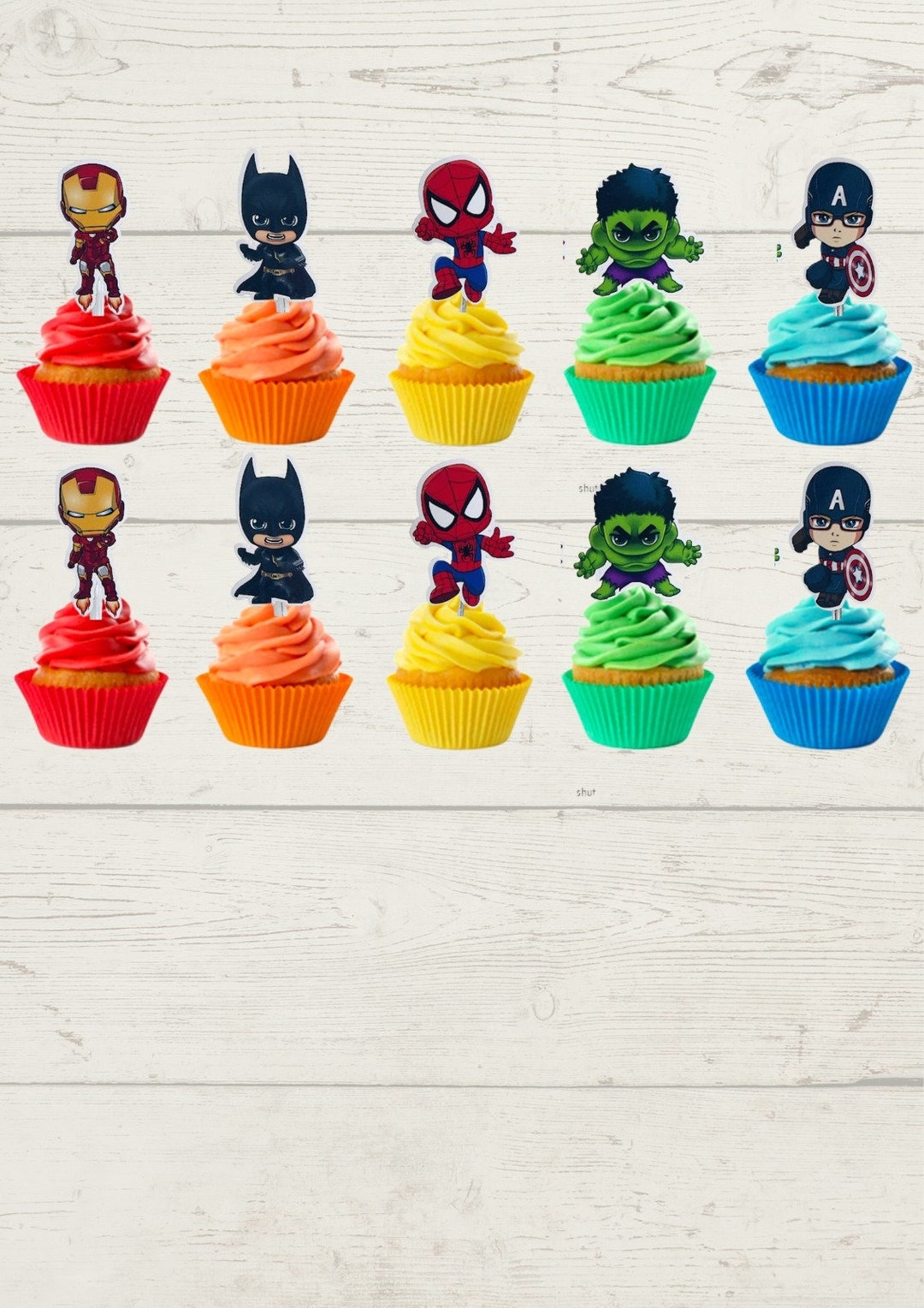 Topper de pastel de superhéroes / Topper de cupcake de superhéroes / 10 ...