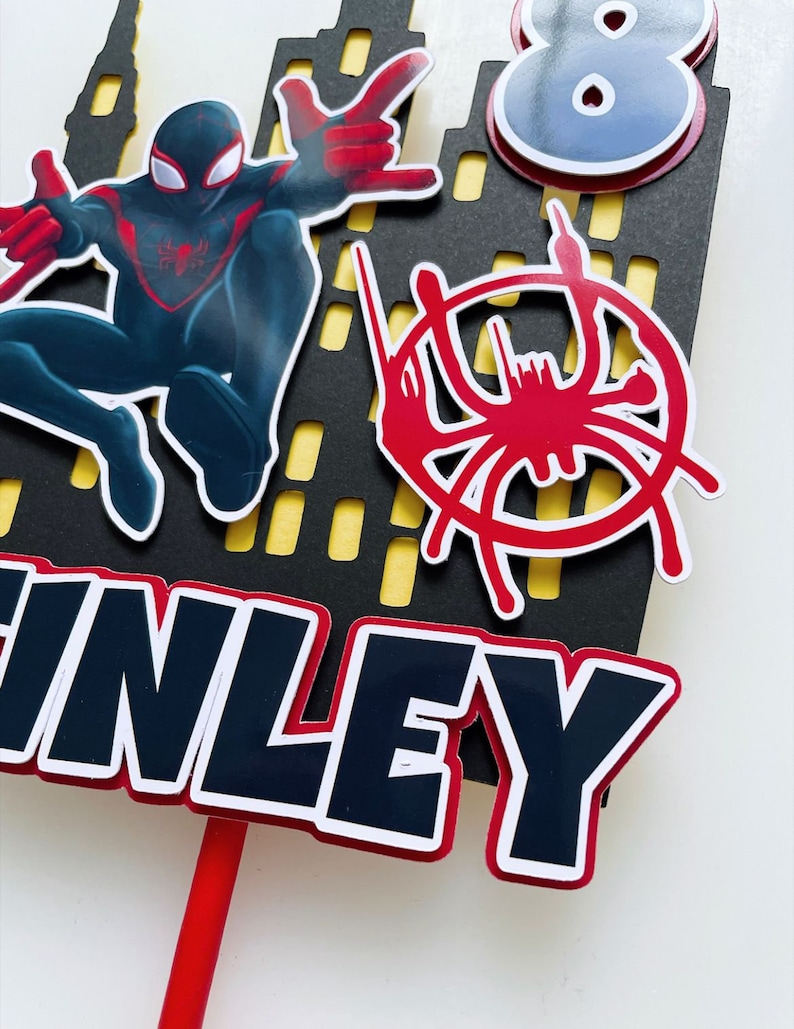 Spider Man Miles Morales Cake Topper / Any Name / Any Age. - Etsy Australia