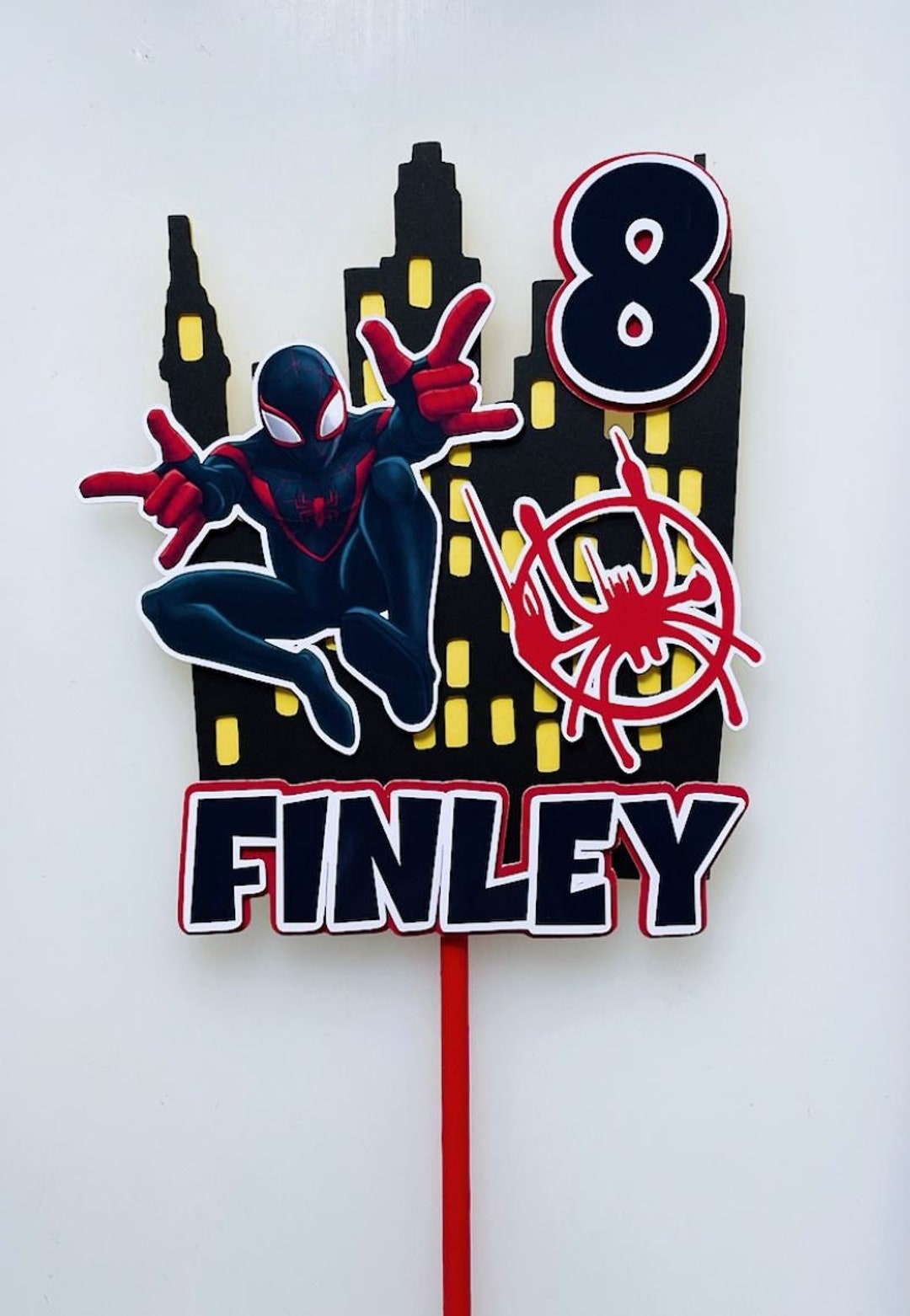 Spider Man Miles Morales Cake Topper / Any Name / Any Age. - Etsy