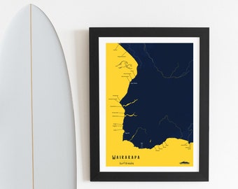 Surf Map of Auckland New Zealand Surf Spots Gift for - Etsy
