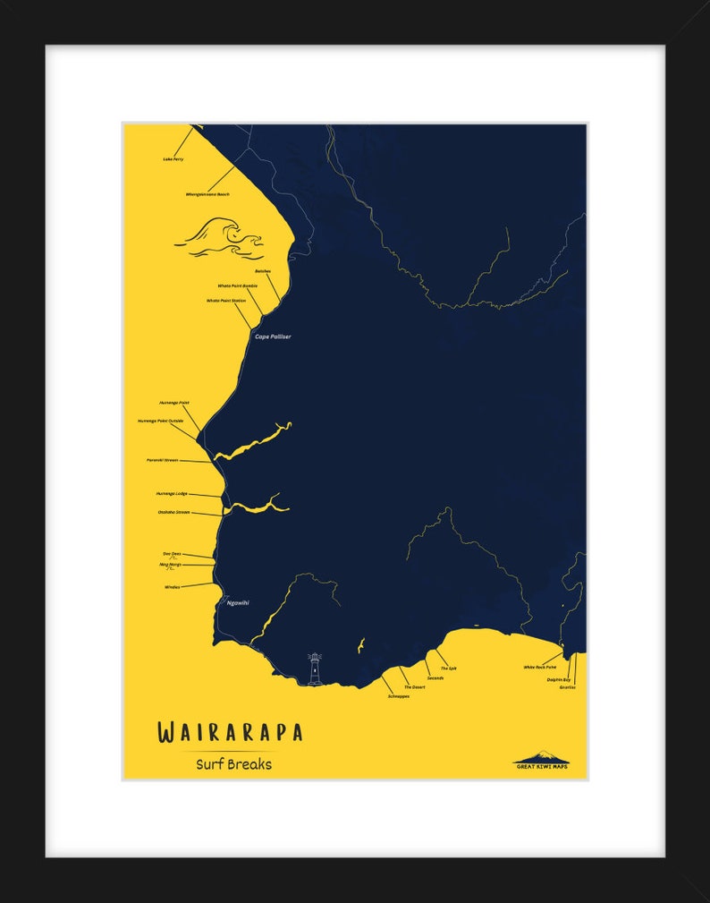 Wairarapa Surf Map New Zealand SVG, PNG, JPG and Pdf Download - Etsy
