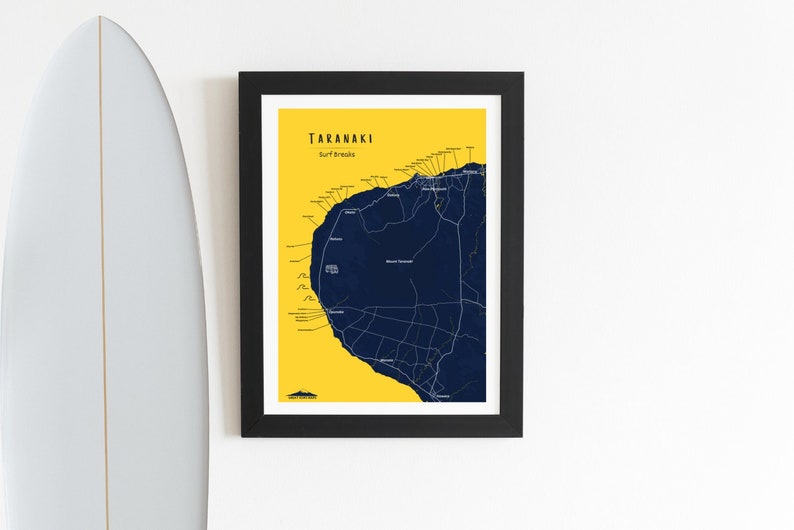 Taranaki Surf Map New Zealand - Etsy