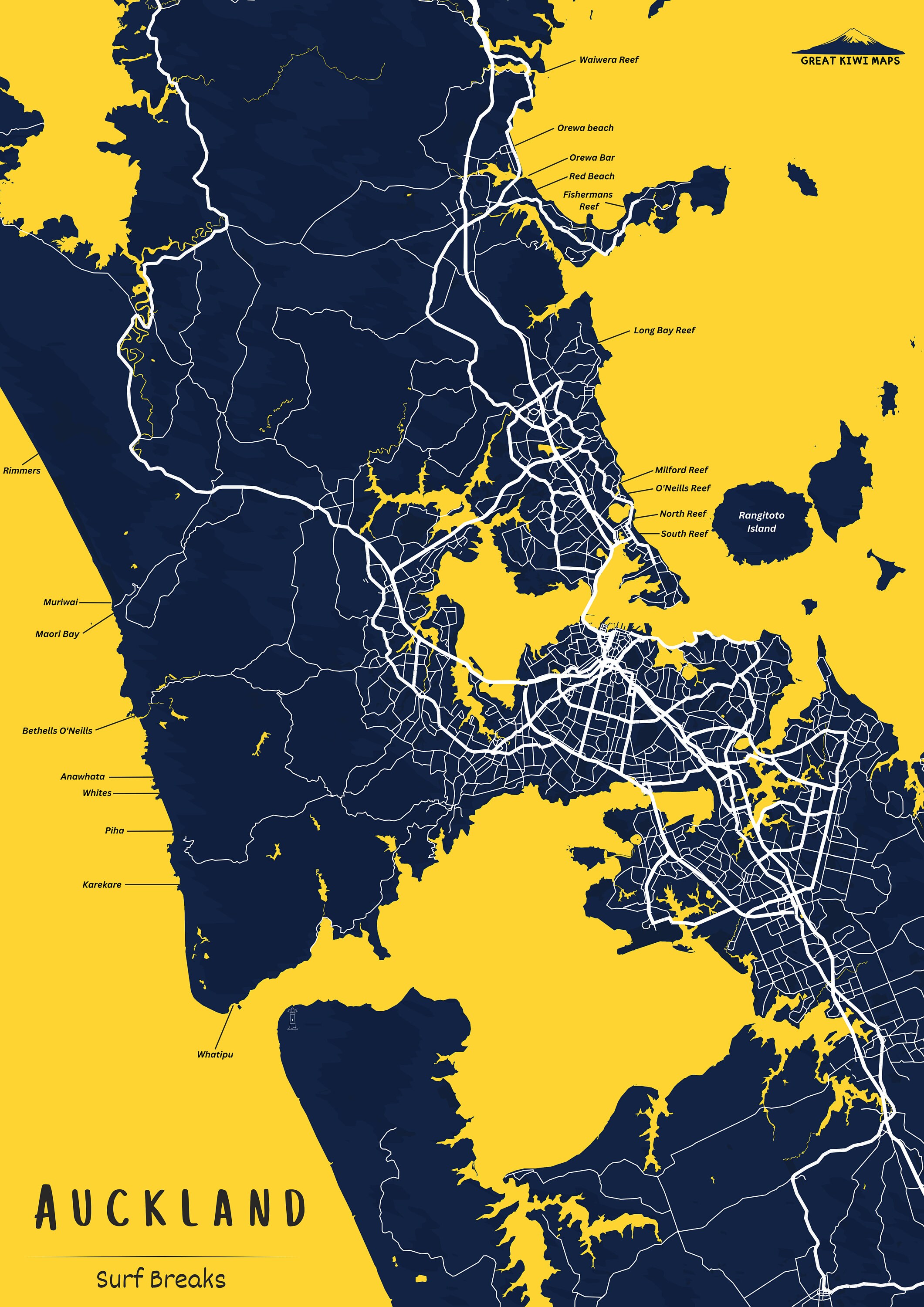 Auckland Surf Map New Zealand SVG, PNG, JPG and Pdf Download - Etsy