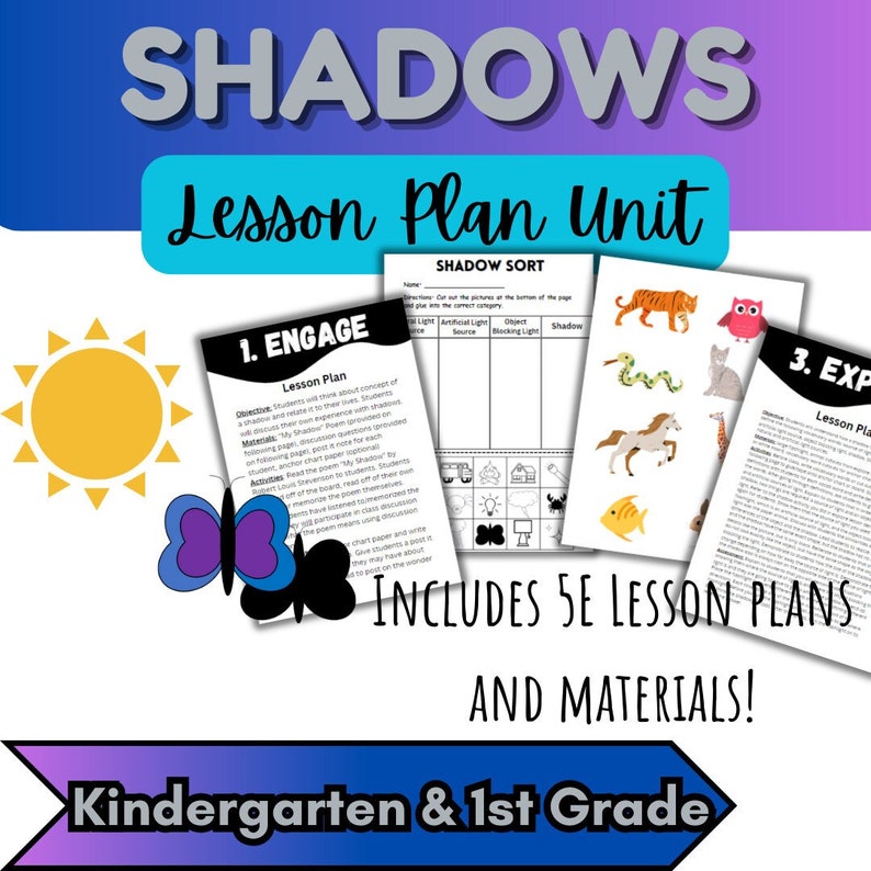 5E Science Lesson on Shadows - K & 1st Grade Shadow Unit - Activities ...