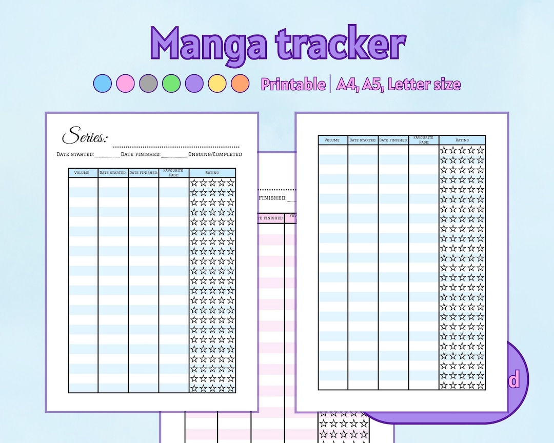 Printable Manga Tracker, Manga Log, Manga Journal - Etsy